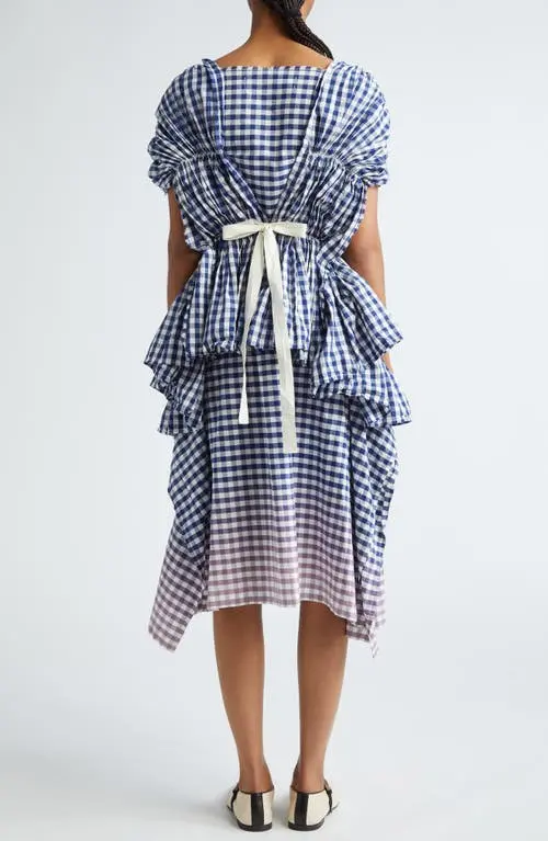 Tao Comme Des GarçOns Ombré Gingham Ruched Cotton Midi Dress In